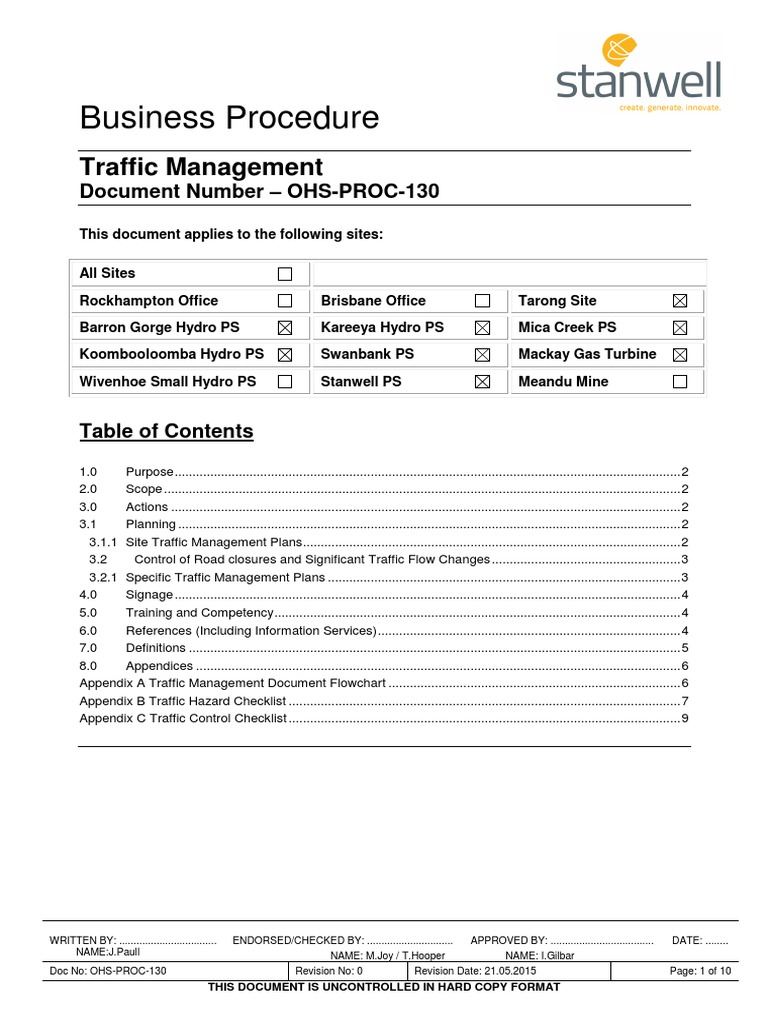 Traffic Management Procedure | PDF | Traffic | Road