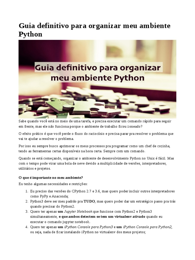 Guia Definitivo para Organizar Meu Ambiente Python | PDF | Python ...