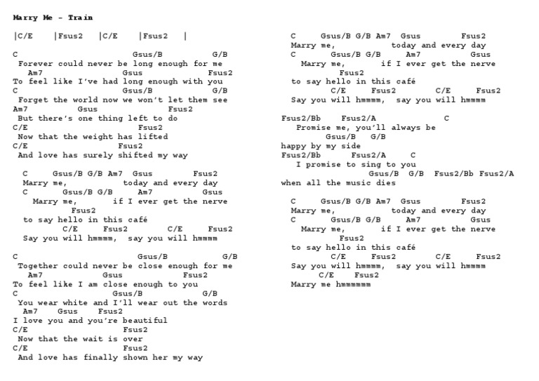 Marry Me - Train Chords Landscape | PDF