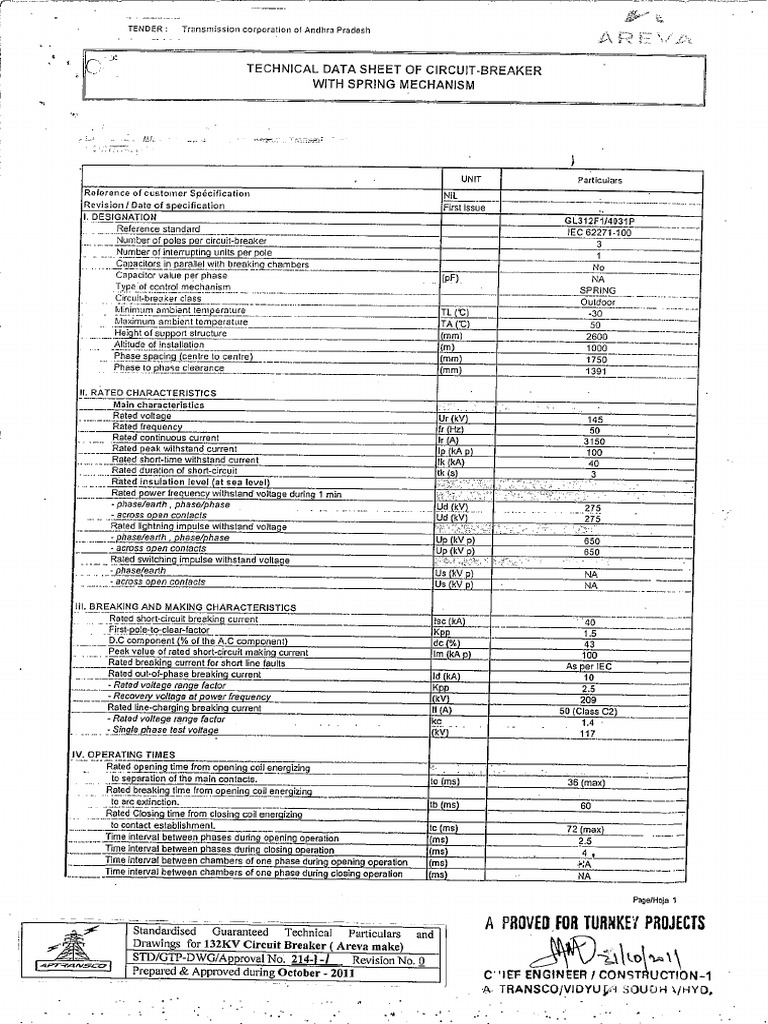 Drawings GTPs 132CB Areva | PDF