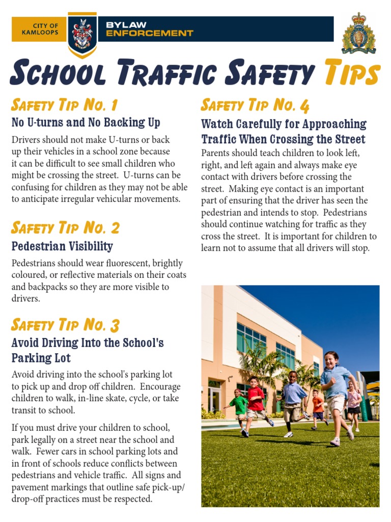 School Traffic Safety Tips | PDF | Traffic | Road Traffic Safety