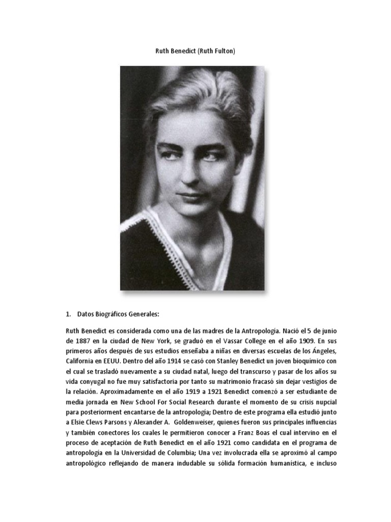 Biografía de Ruth Benedict en Antropología | PDF | Science | Ciencia ...