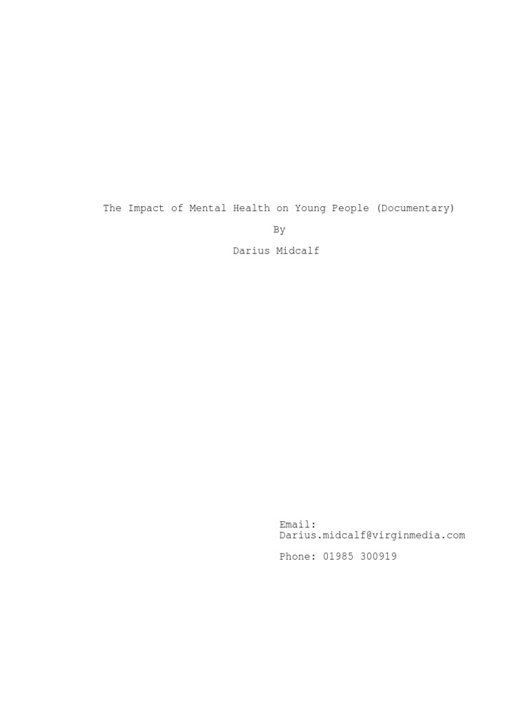 Script The Impact of Mental Health On Young People Documentary | PDF | Attention Deficit ...