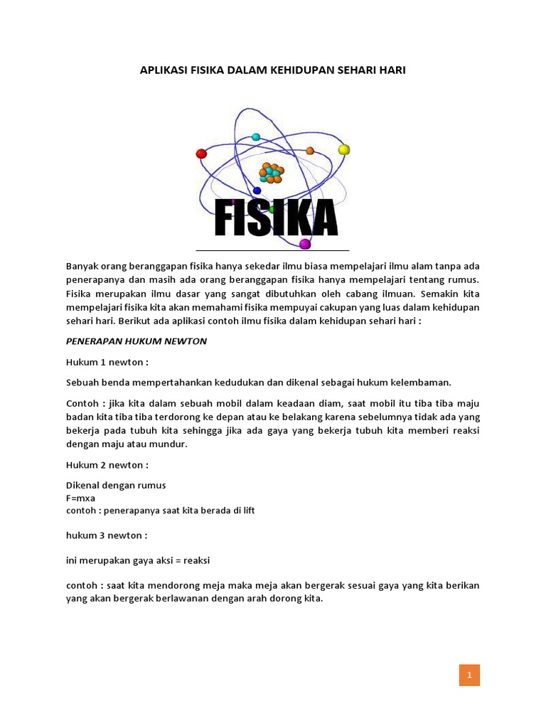 Aplikasi Fisika Dalam Kehidupan Sehari Hari-2 | PDF | Sains & Matematika Aplikasi Fisika Dalam Kehidupan Sehari Hari-2 | PDF | Sains & Matematika