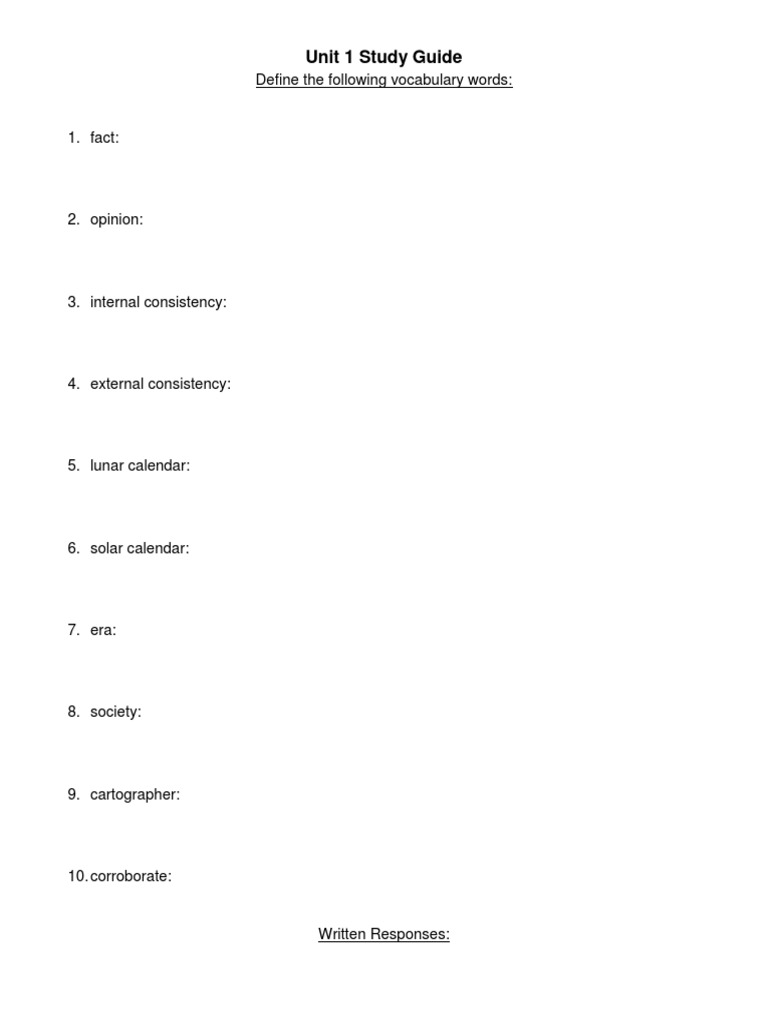Unit 1 Vocabulary and Historical Concepts Guide | PDF