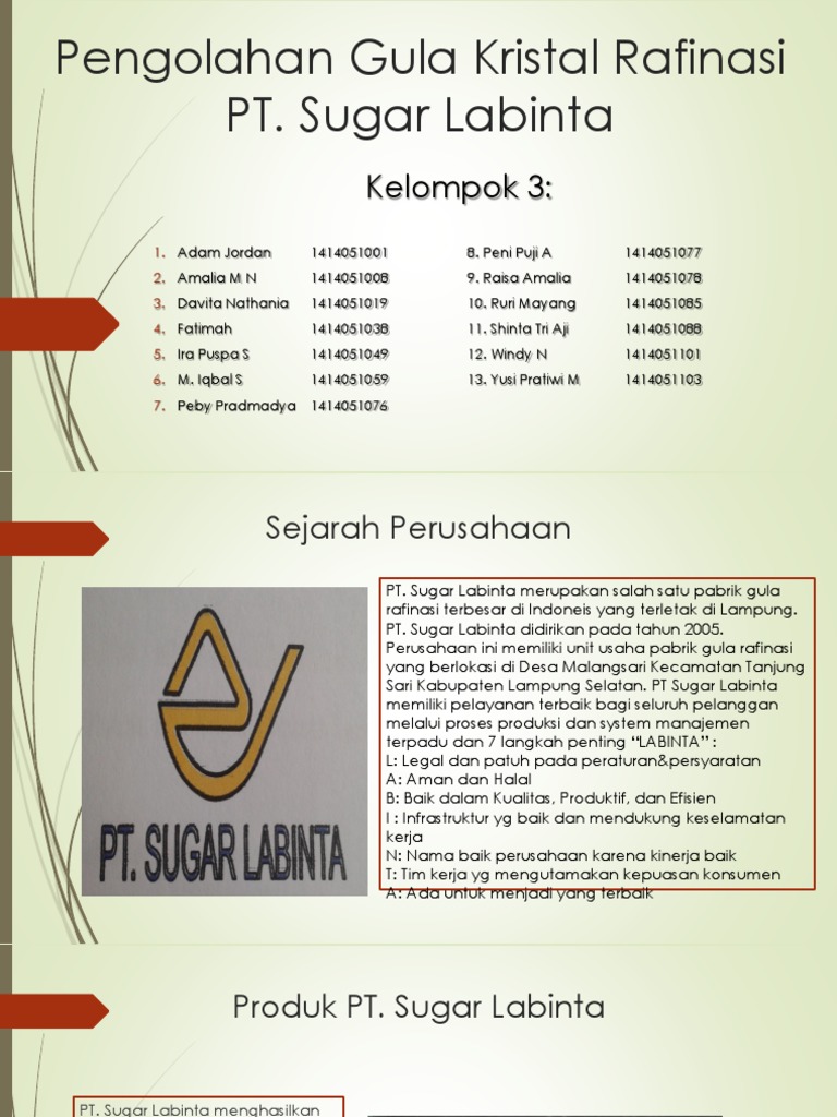 Pengolahan Gula Kristal Rafinasi | PDF