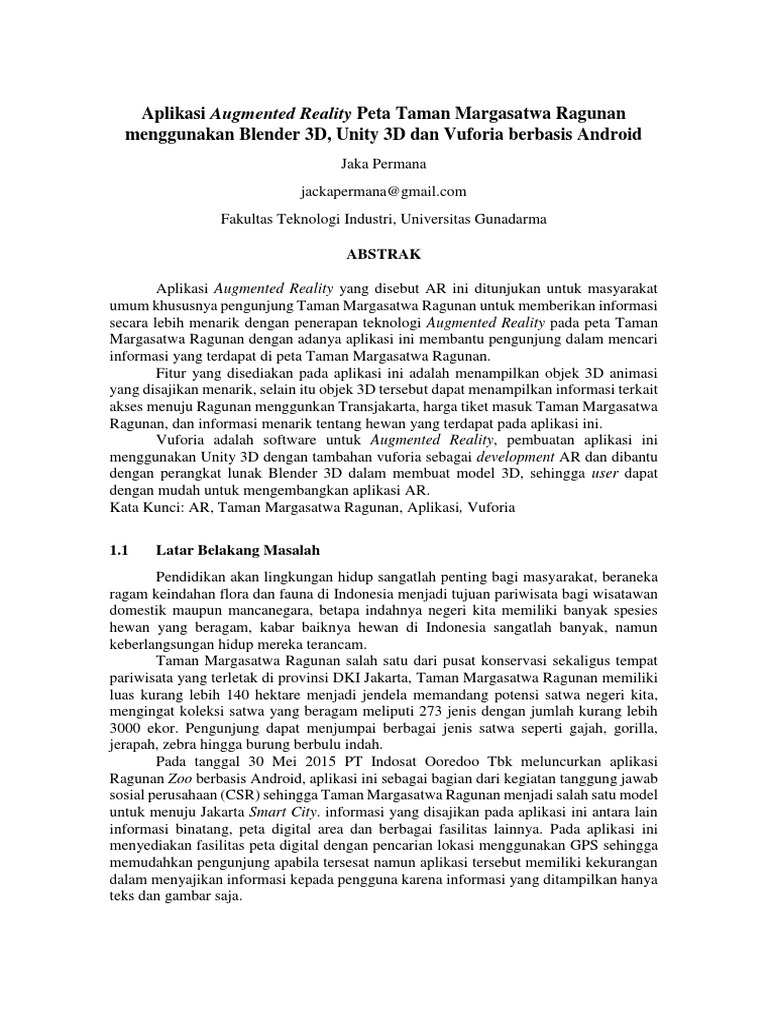 Aplikasi Augmented Reality Peta Taman Margasatwa Ragunan Berbasis ...