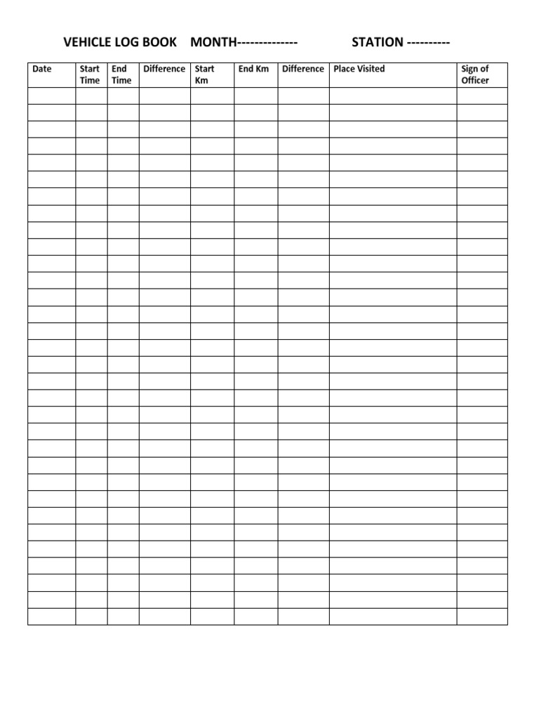 Vehicle Log Book | PDF