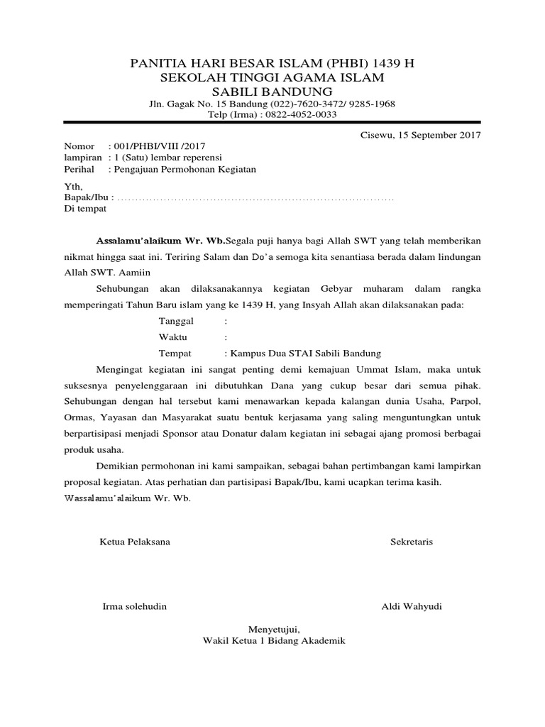 Contoh Surat Pengajuan Permohonan | PDF