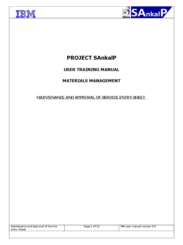 USER-MANUAL Service Entry Sheet | PDF | Software | Computing