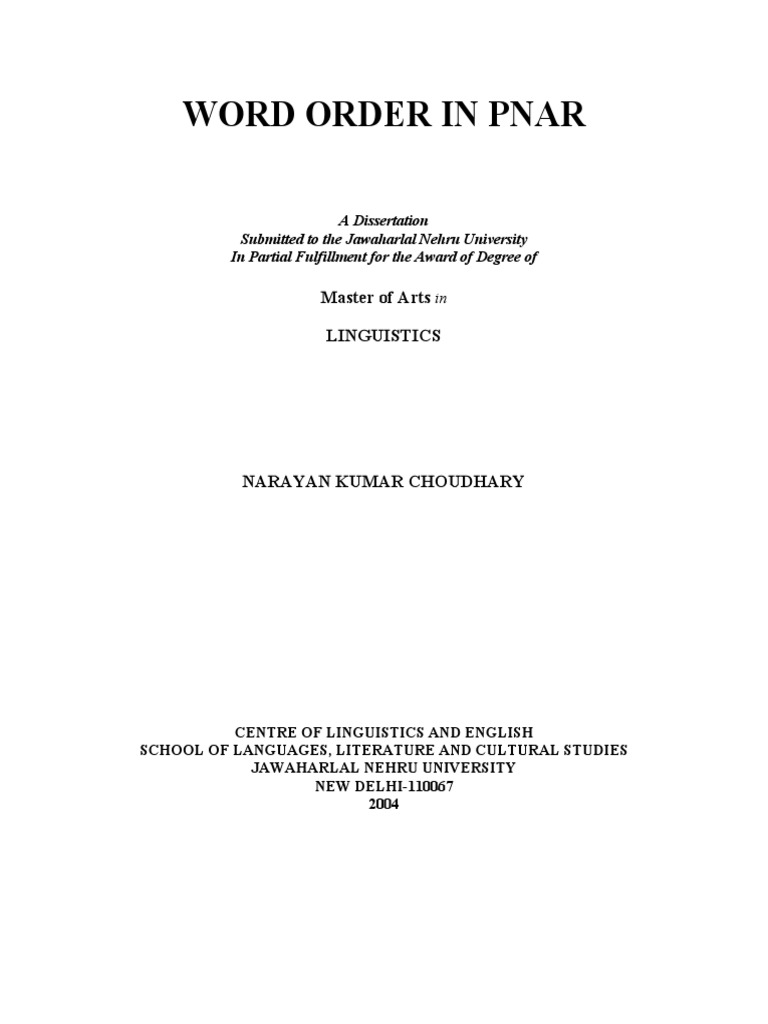 Word Order in Pnar | PDF | Adjective | Verb