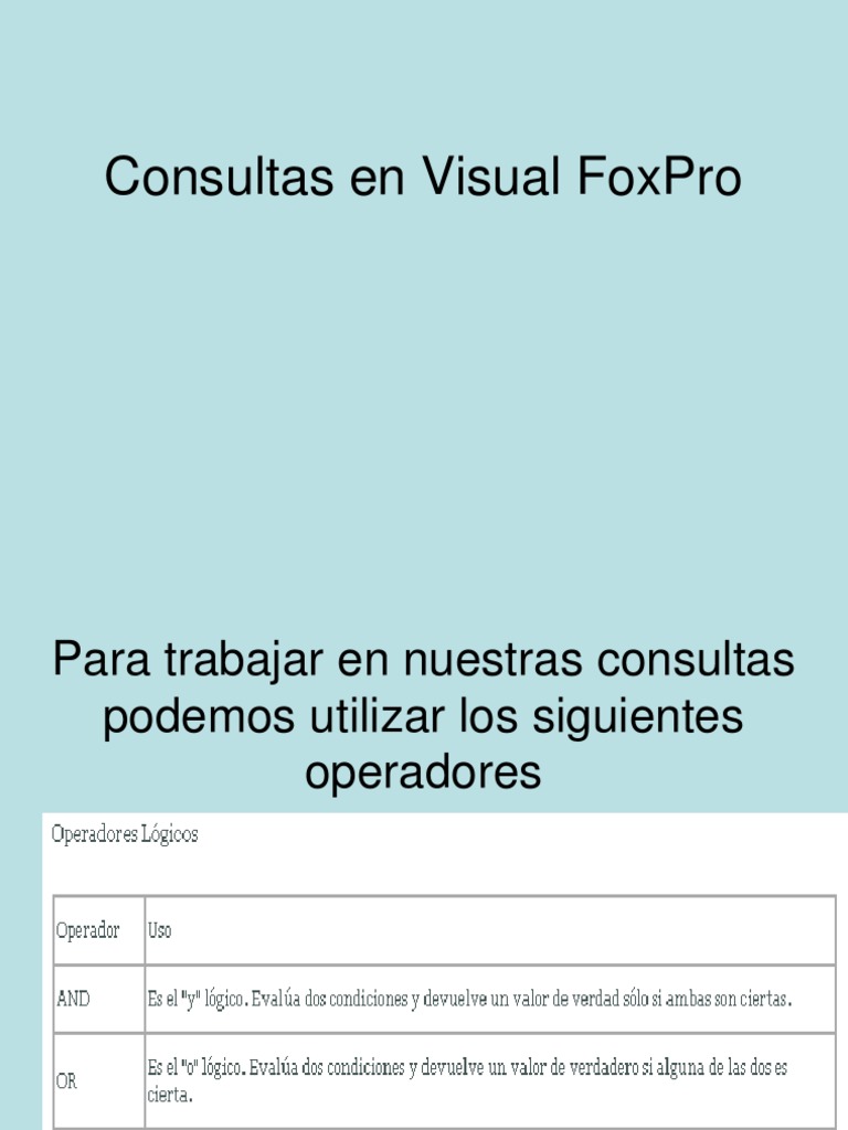 Consultas en Visual Foxpro | PDF