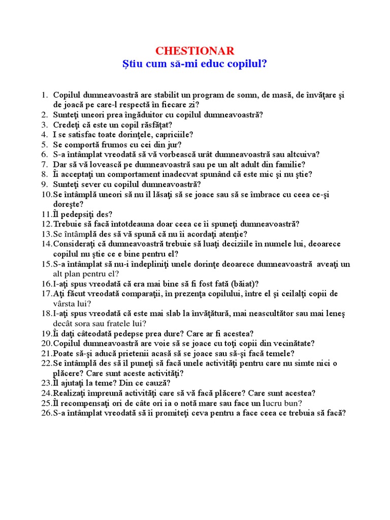 Chestionar | PDF