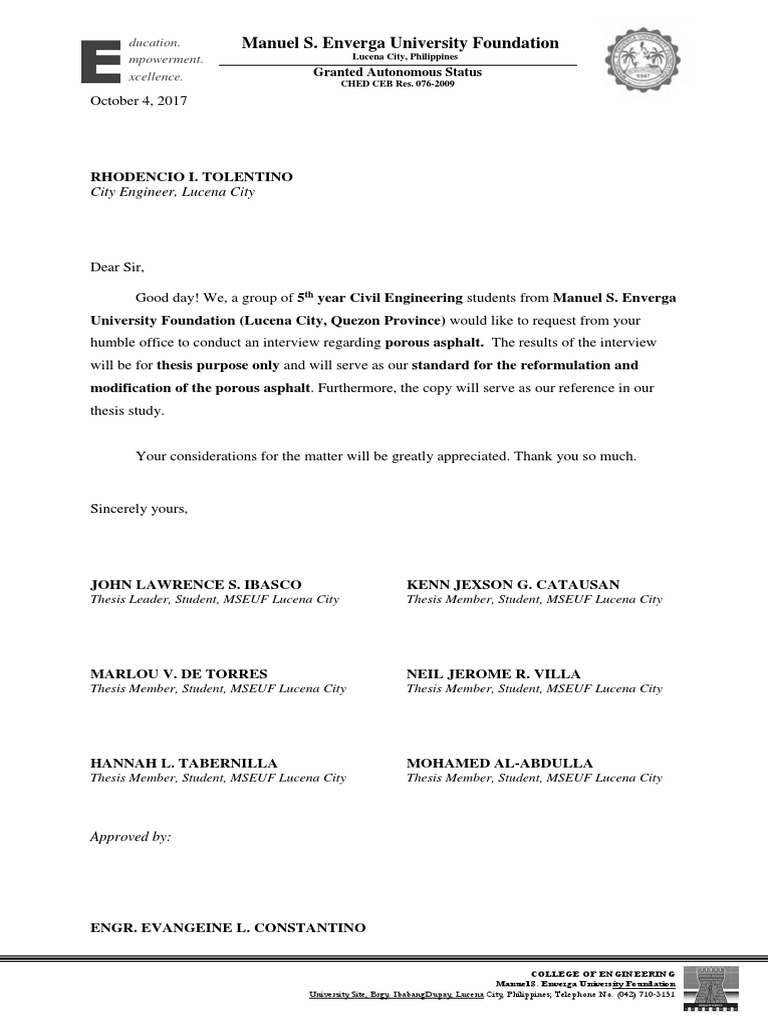 Letter For Specifications | PDF