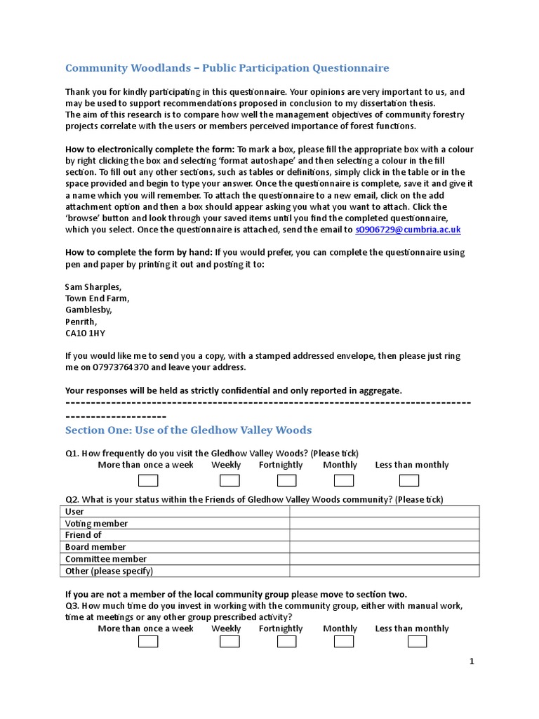 Forestry Questionnaire | PDF | Forests | Race And Ethnicity In The ...