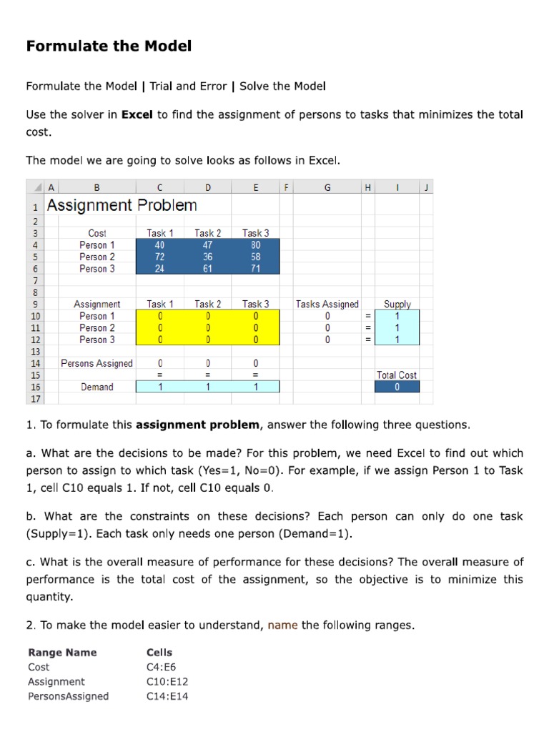 Assignment Problem in Excel - EASY Excel Tutorial | PDF