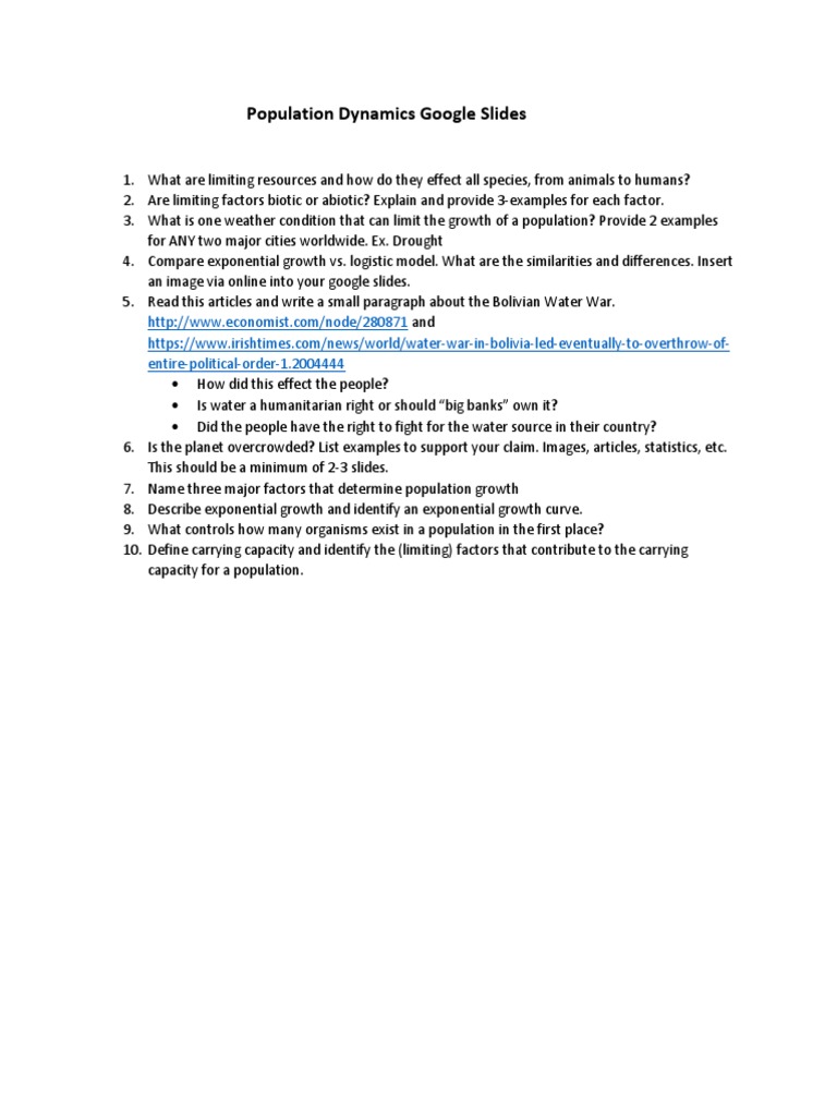 Population Dynamics Google Slides | PDF