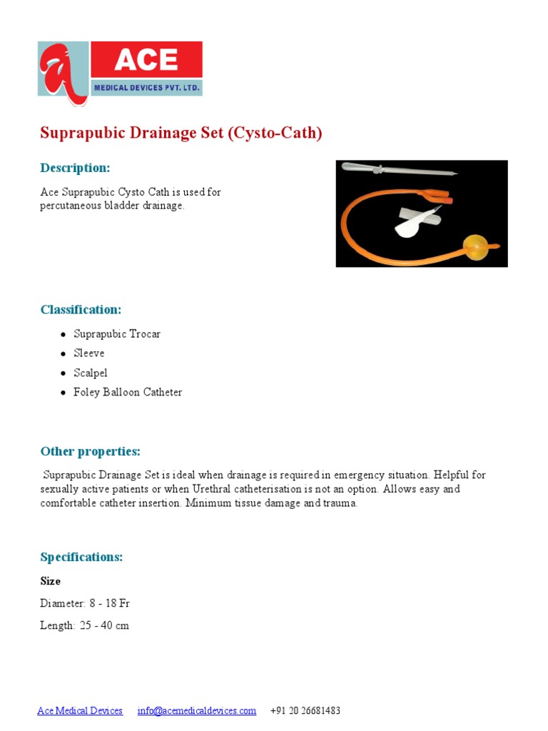 Suprapubic Drainage Set (Cysto-Cath) : Description | PDF