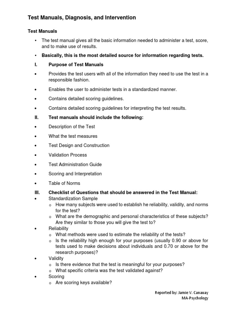 Test Manuals | PDF | Medical Diagnosis | Psychological Evaluation