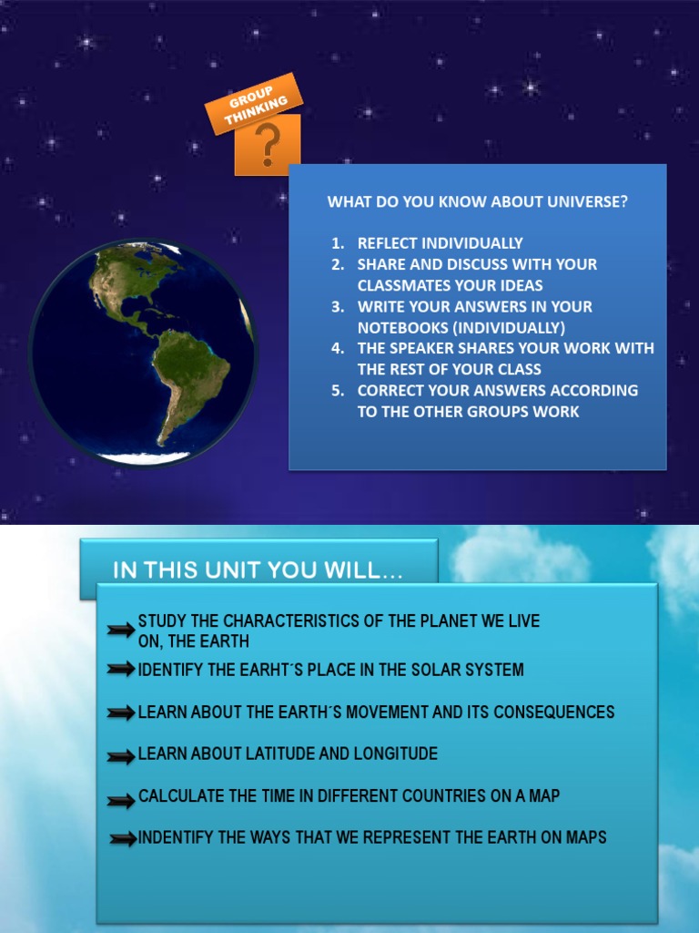 1 The Earth and The Universe Lesson | PDF | Map | Sun