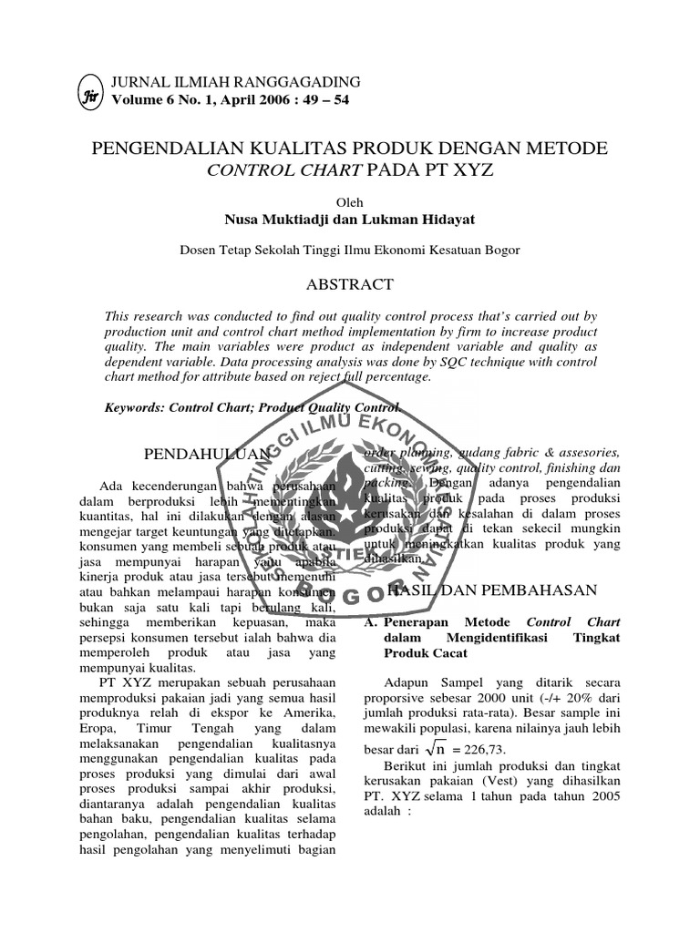 Jurnal Tentang Control Chart | PDF