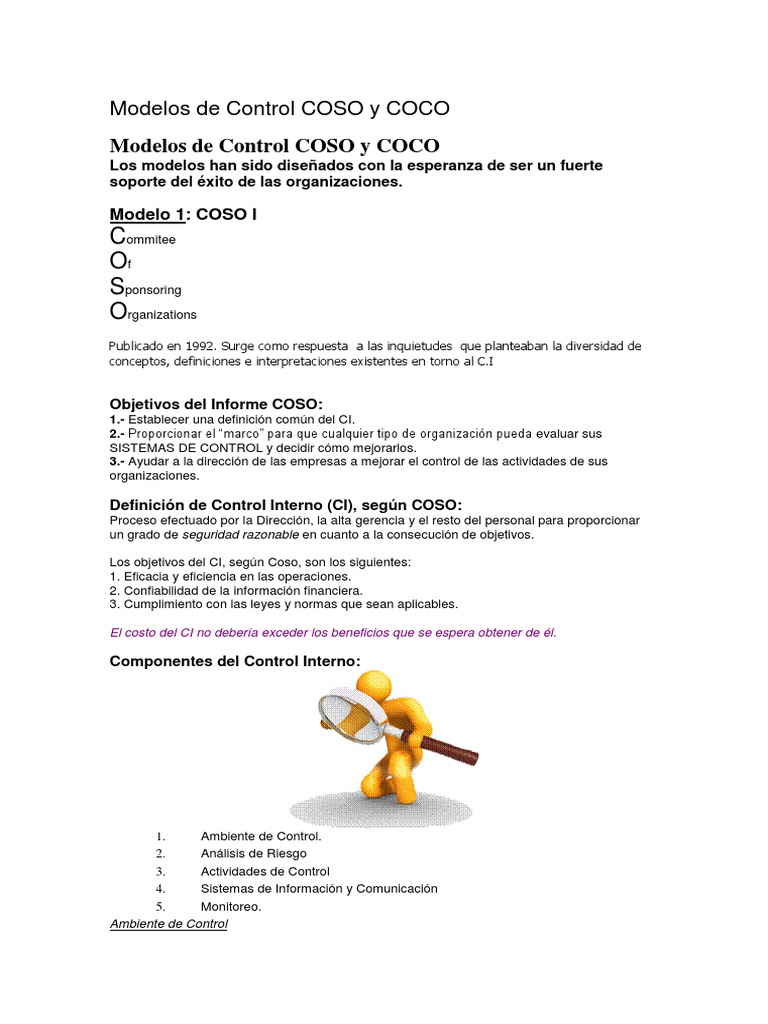 Modelos de Control COSO y COCO | PDF | Calidad (comercial) | Toma de decisiones