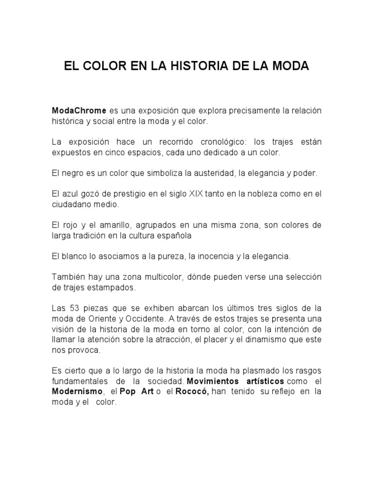 El Color en La Historia de La Moda | PDF | Moda | Ropa