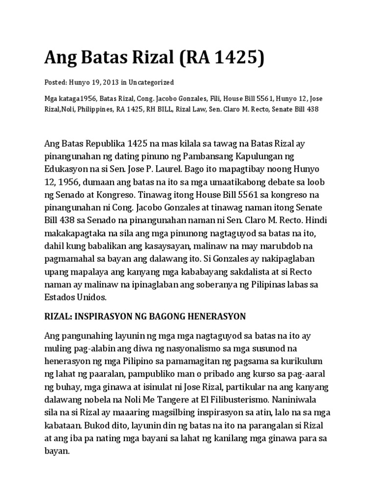 Ang Batas Rizal | PDF