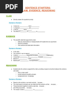 CER Sentence Starters | PDF