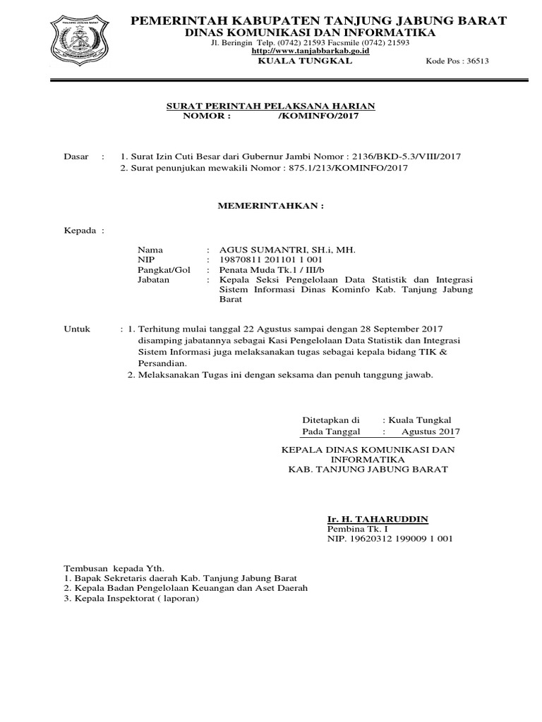 Surat Perintah Pelaksana Harian | PDF