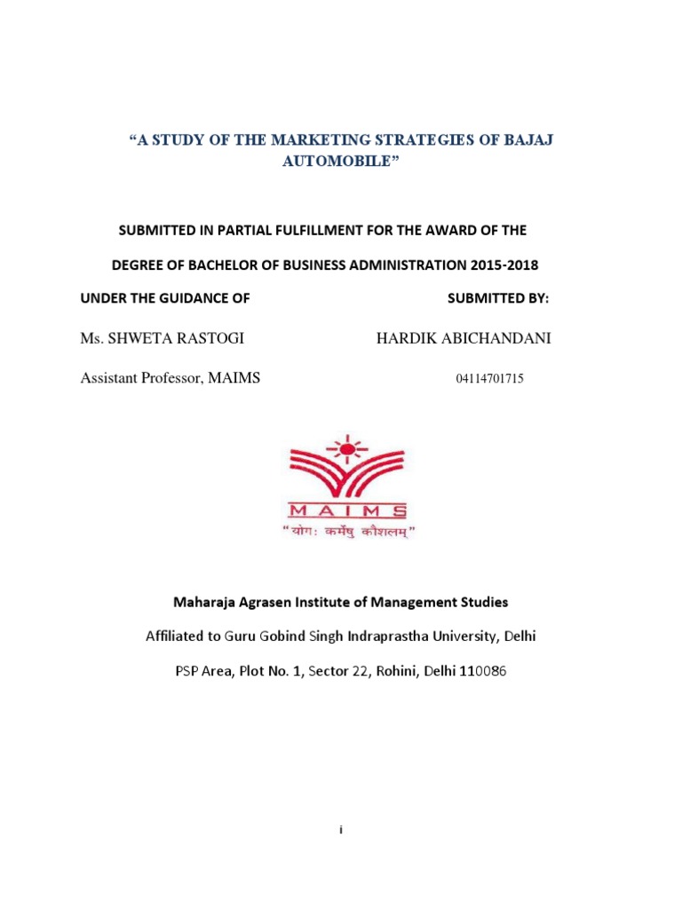 Marketing Strategies of Bajaj Automobiles | PDF | Marketing Research ...