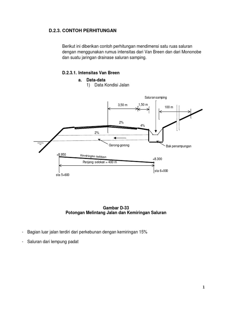 Modul 3b. Contoh Perhitungan 1, 14 Hal Drainase Ook | PDF
