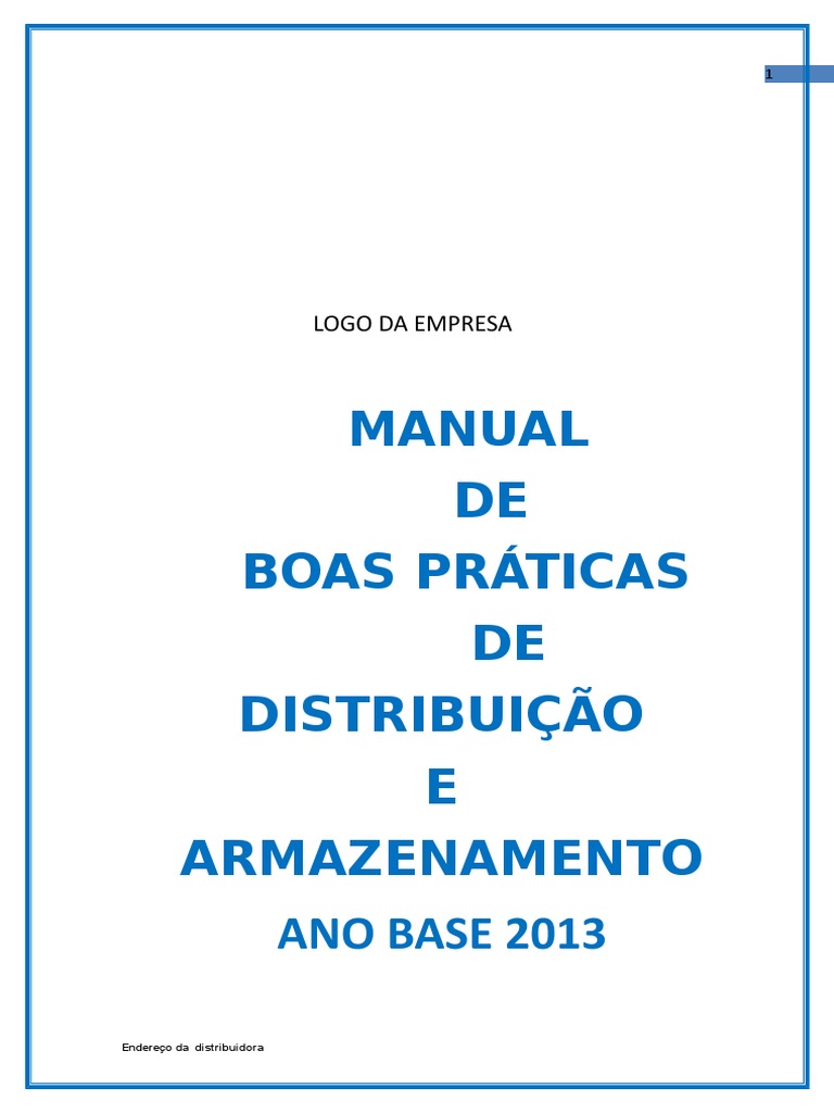 MANUAL DE BPDA Modelo | PDF | Farmacêutico | Embalagem e rotulagem