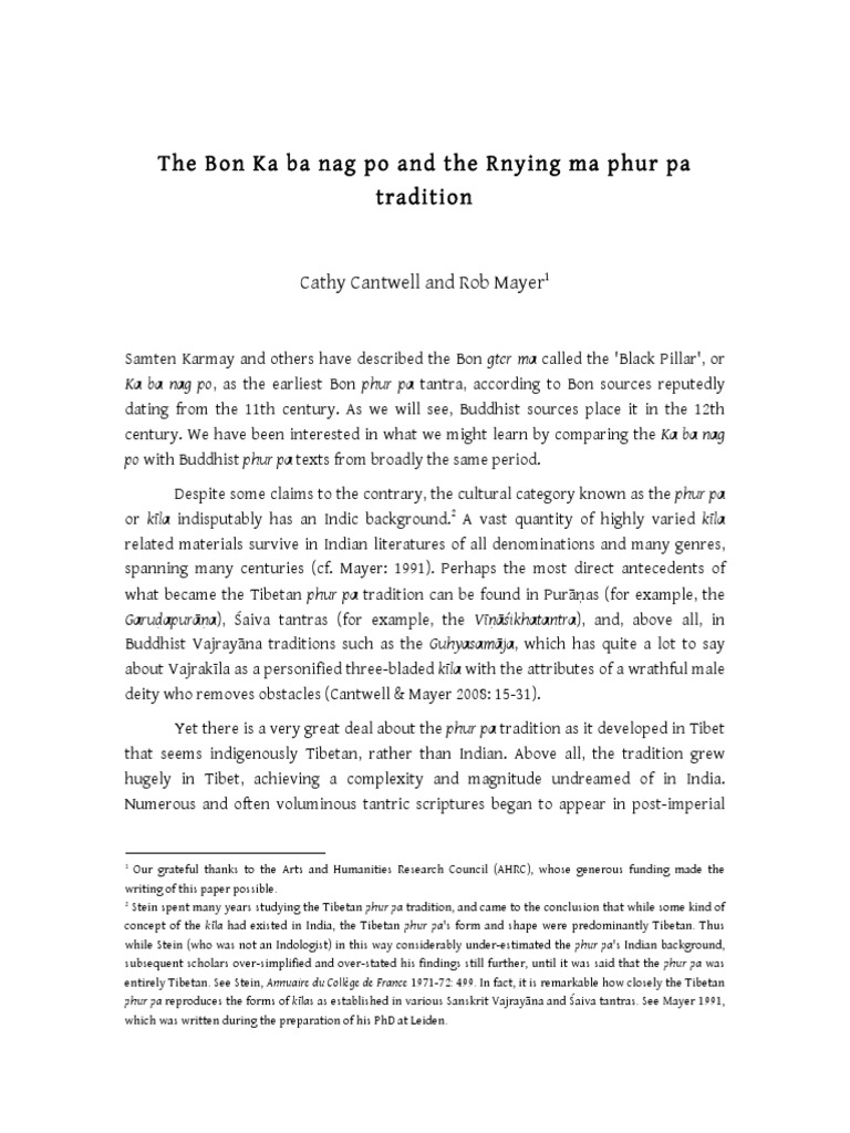 Bon Ka Ba Nag Po and The Rnying Ma Phur Pa | PDF | Vajrayana | Tantra