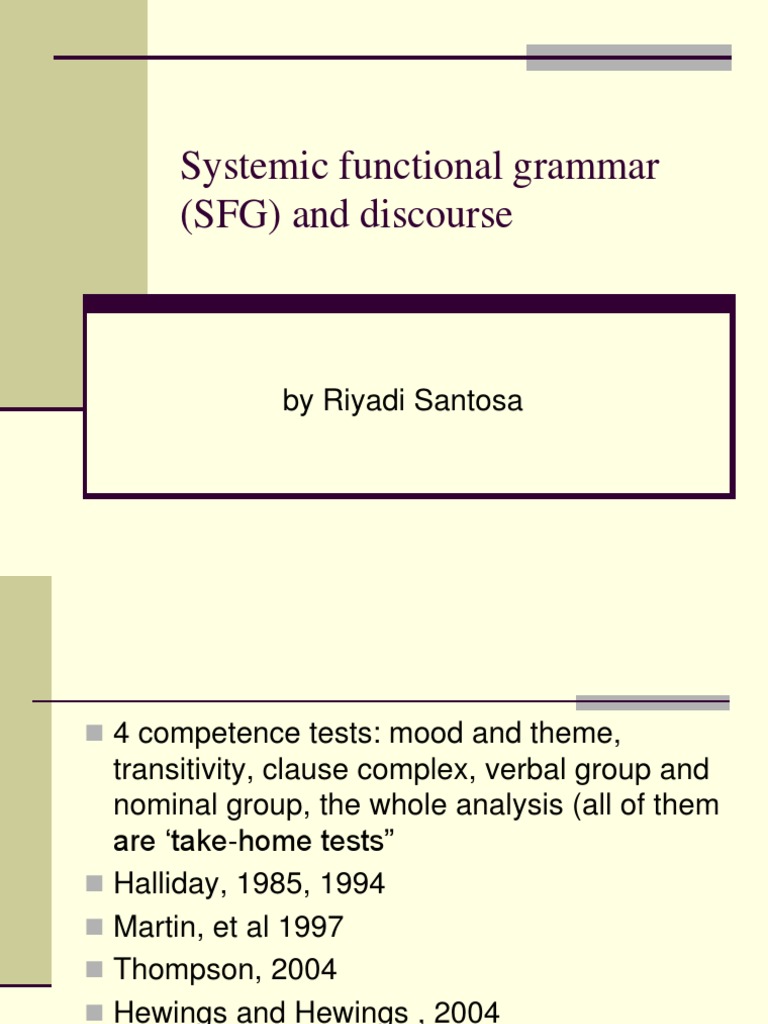 Systemic Functional Grammar SFG and Discourse | PDF | Semantics | Cognitive Science