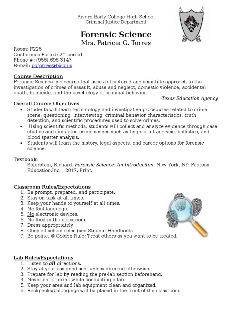Forensic Science Syllabus 2017-2018 | PDF | Forensic Science | Test ...