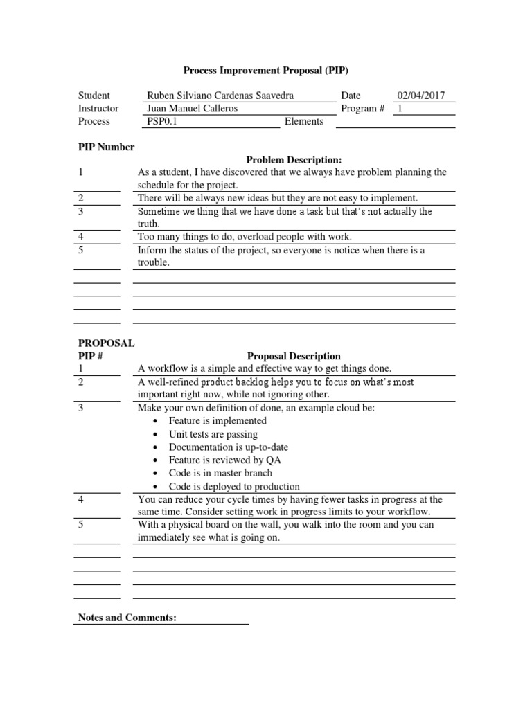 Process Improvement Proposal PIP | PDF