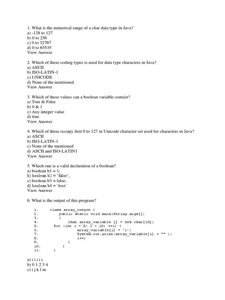 Java Questions C Programming Language Computer Data