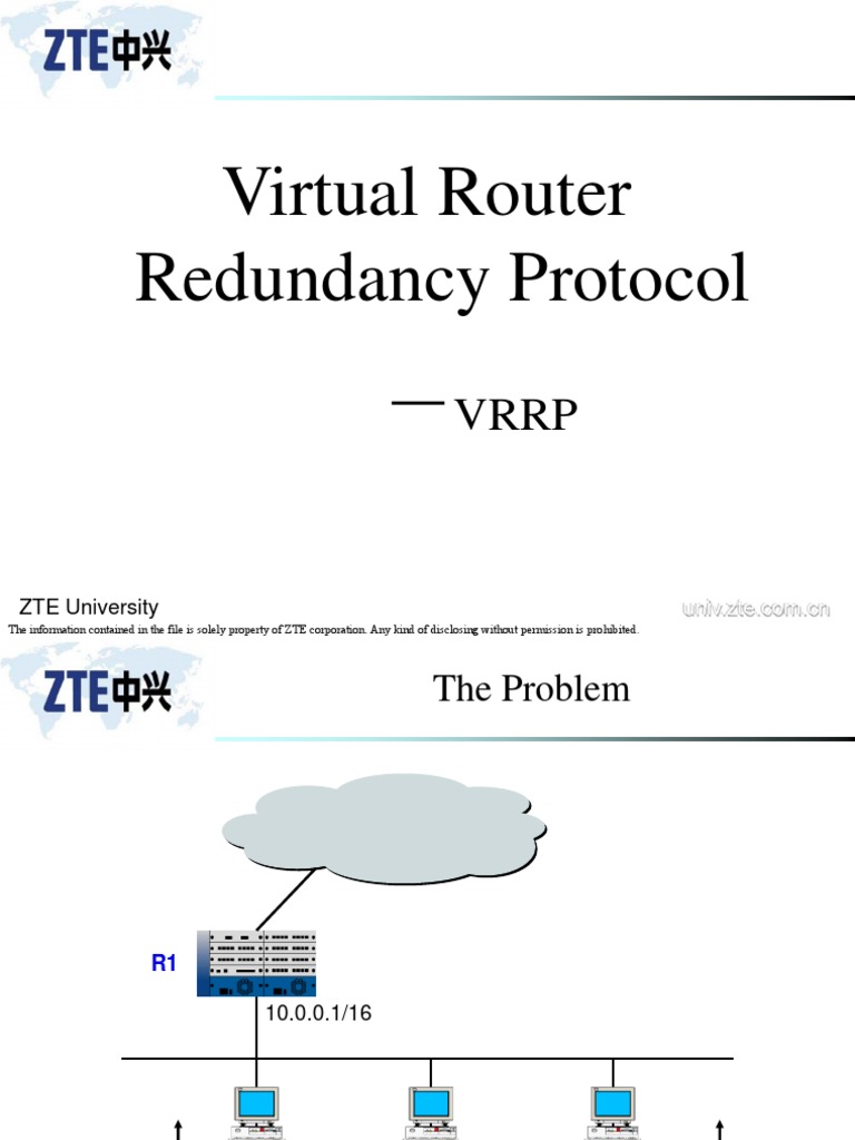 Virtual Router Redundancy Protocol : ZTE University | PDF | Computer ...