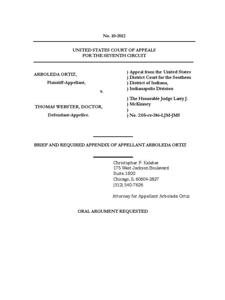 Seventh Circuit Appellate Brief (Opening) | PDF | Public Law | Medicine