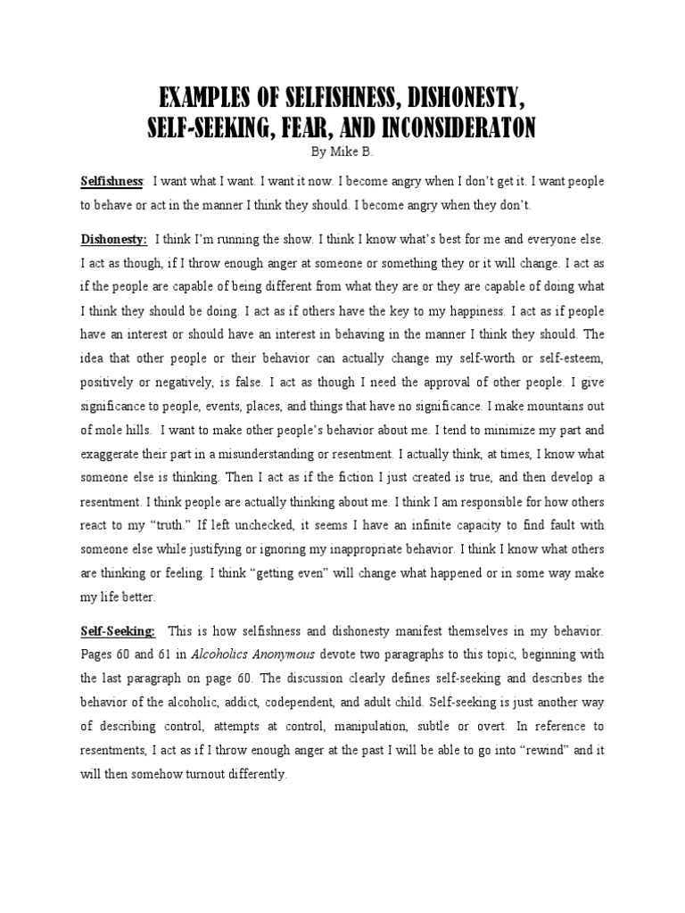 Character Defects and Their Examples | PDF | Anger | Self Esteem