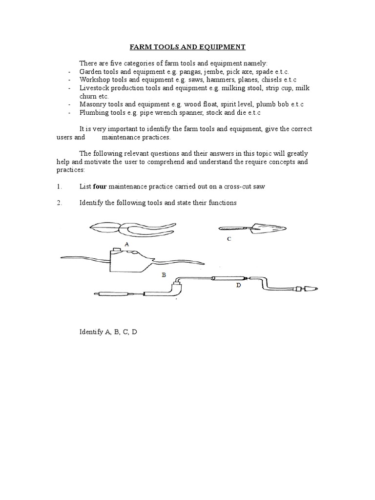 Farm Tools and Equipment | PDF | Beehive | Tools