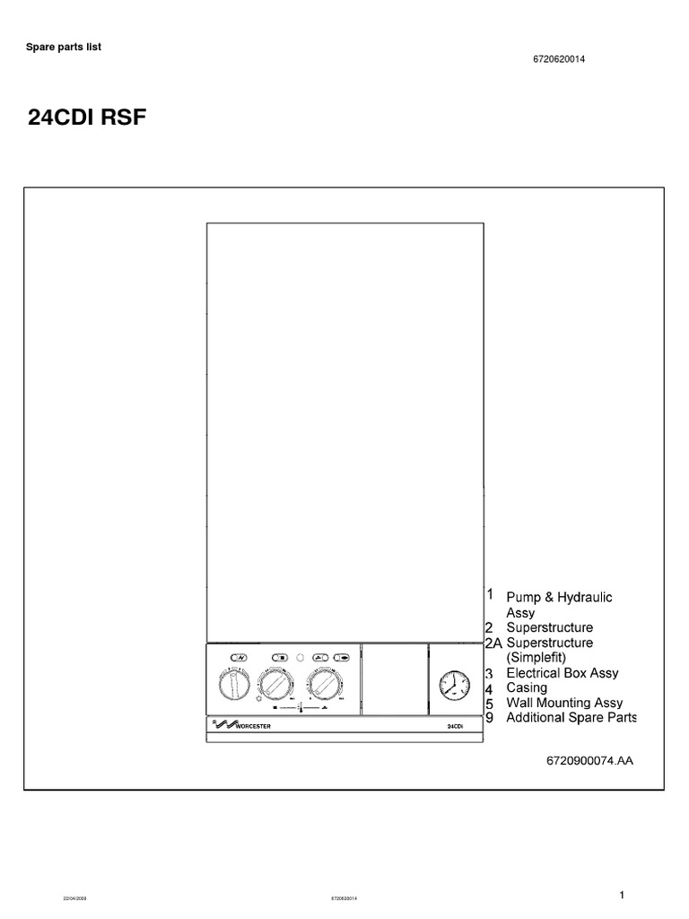 Worcester Bosch 24CDI RSF Spare Parts | PDF