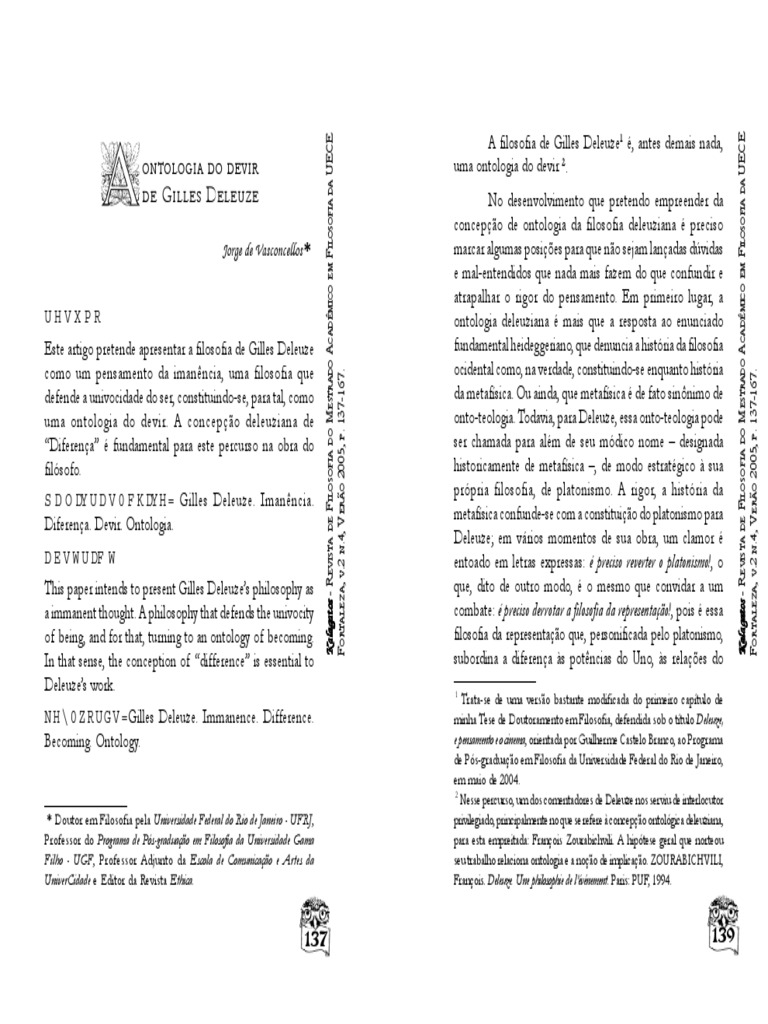 Ontologia do Devir em Deleuze | PDF | Gilles Deleuze | Platão