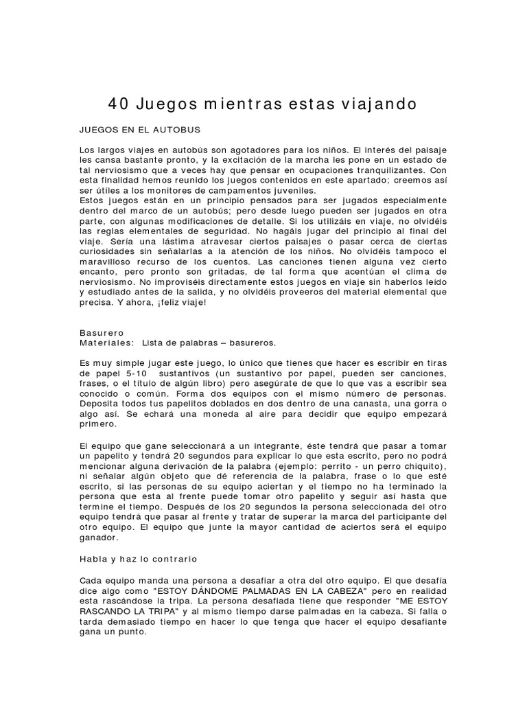 40 Juegos para Viajar PDF | PDF