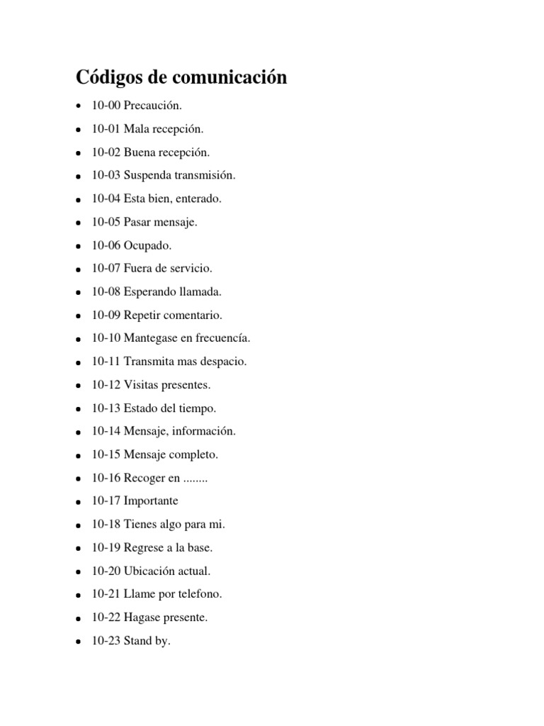 Ejemplos de Códigos de Comunicación | PDF | Telecomunicaciones ...