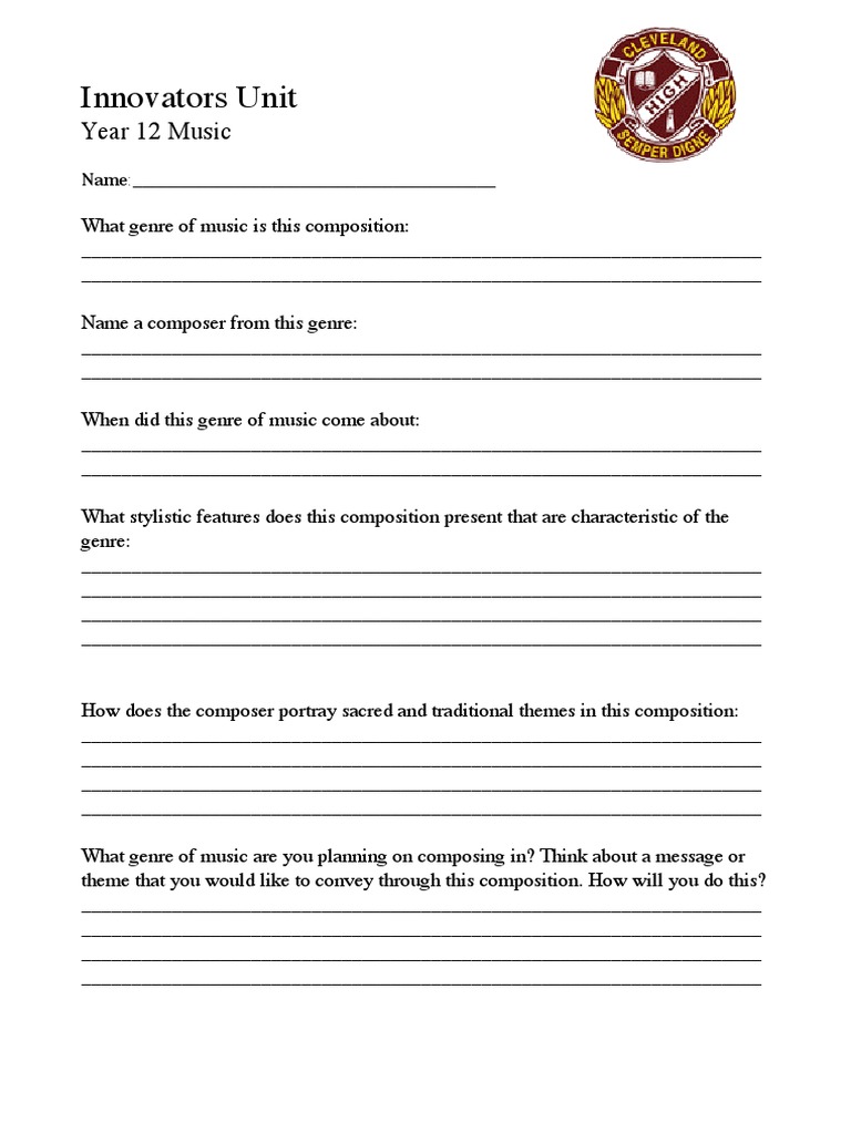 Year 12 Minimalism Worksheet | PDF | Musical Forms | Elements Of Music