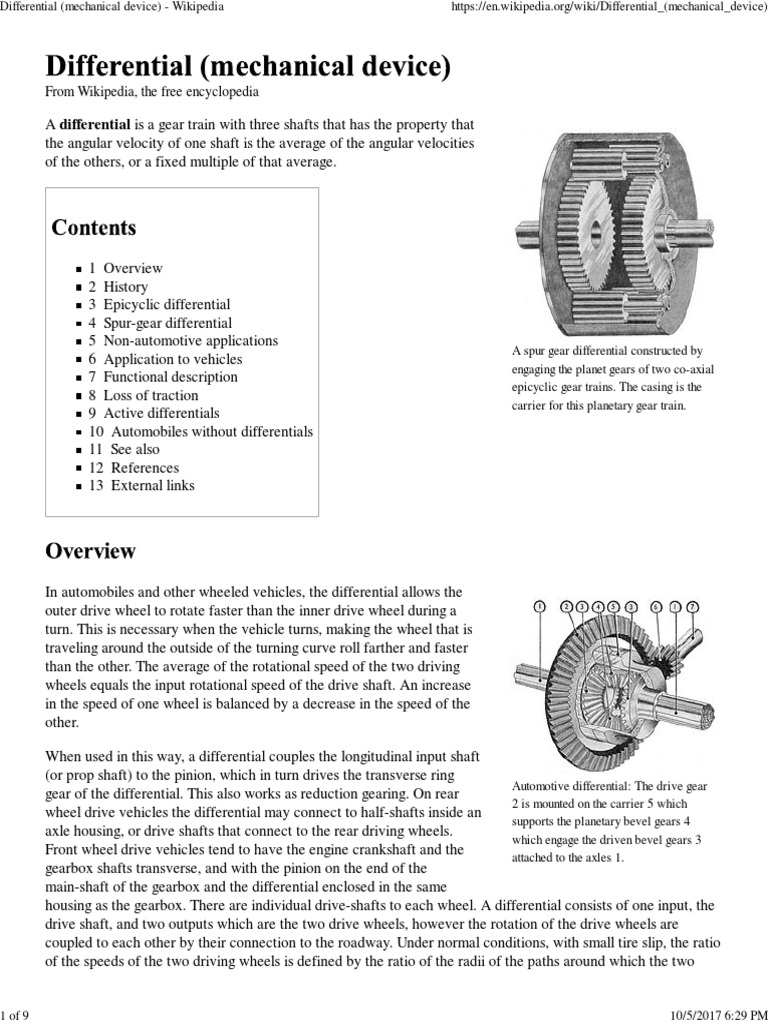 Differential (Mechanical Device) - Wikipedia | PDF | Transmission ...