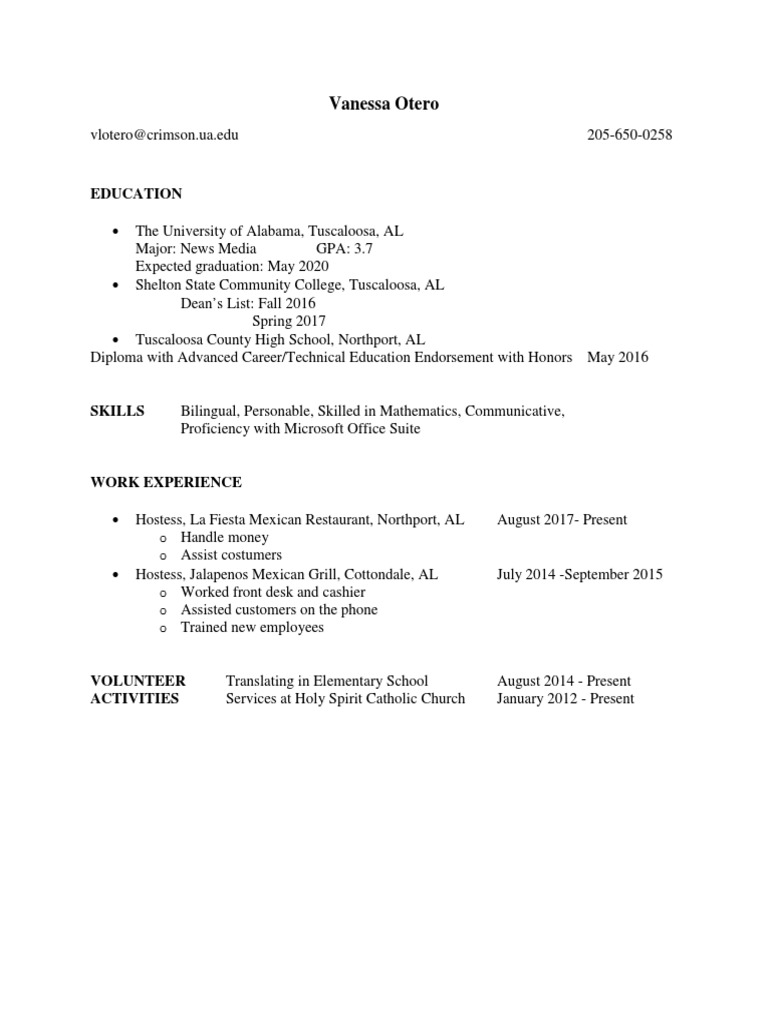 Resume Fall 2017 | PDF