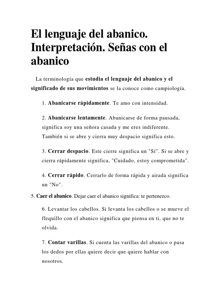 El Lenguaje Del Abanico | PDF | Ocio